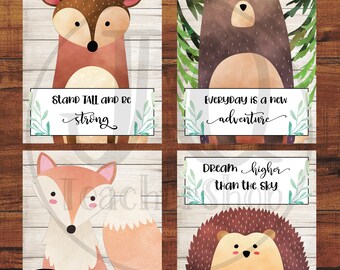Printable Motivational Woodland Theme Classroom Posters - Etsy