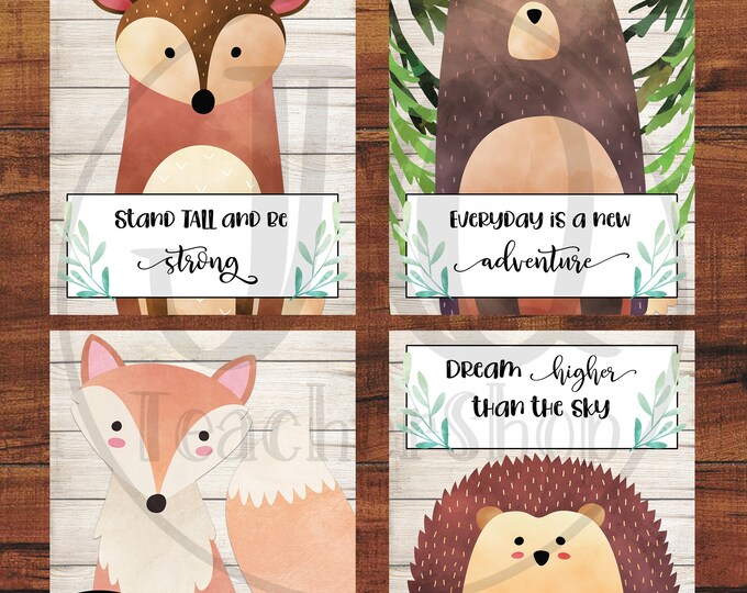 Printable Motivational Woodland Theme Classroom Posters - Etsy