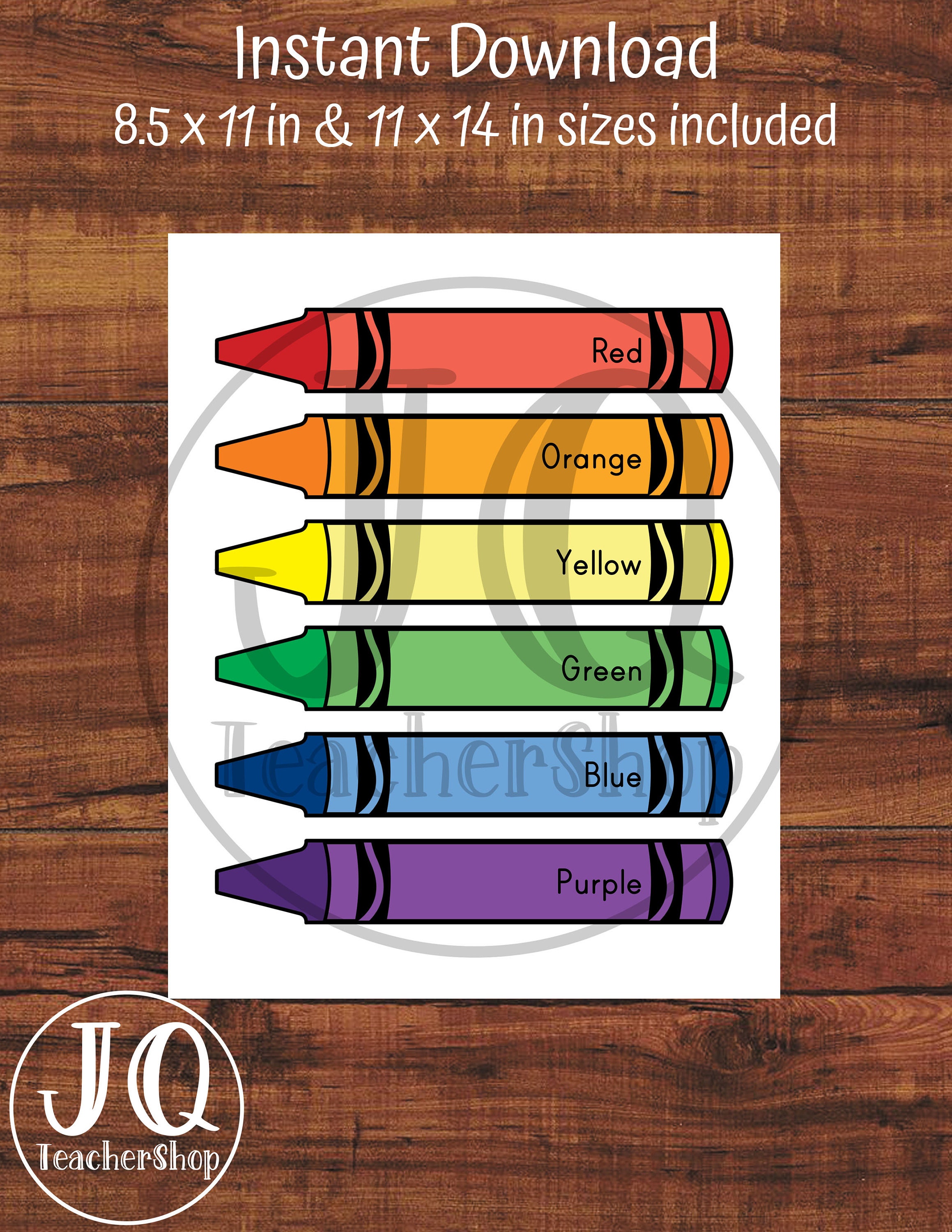 Printable Color Poster, Educational Poster, Learn the Colors, Classroom ...