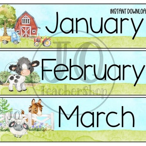 Printable Classroom Calendar, Farm Theme Classroom, Classroom Decor ...