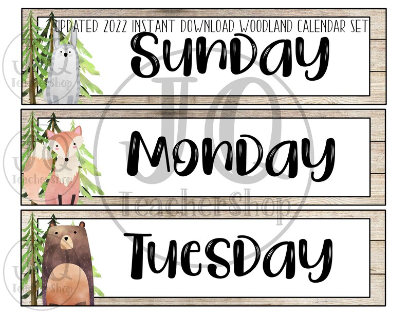 Printable Classroom Calendar Woodland Theme Classroom Wall - Etsy