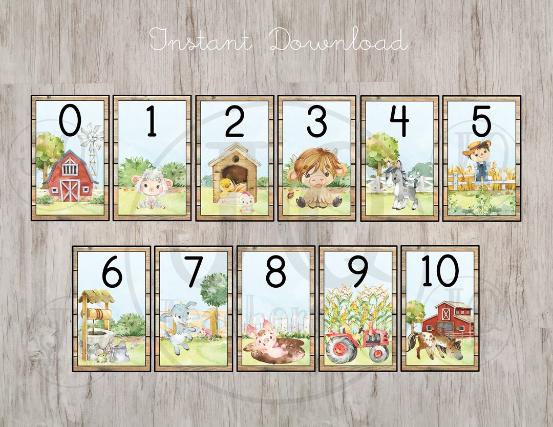 Printable Farm Theme Numbers Nursery Numbers Daycare Decor - Etsy