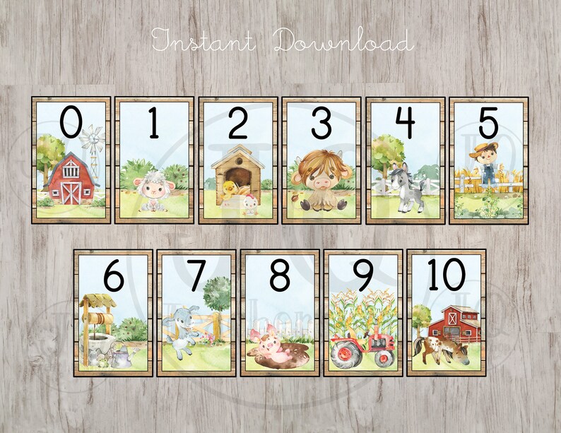 Printable Farm Theme Numbers Nursery Numbers Daycare Decor - Etsy