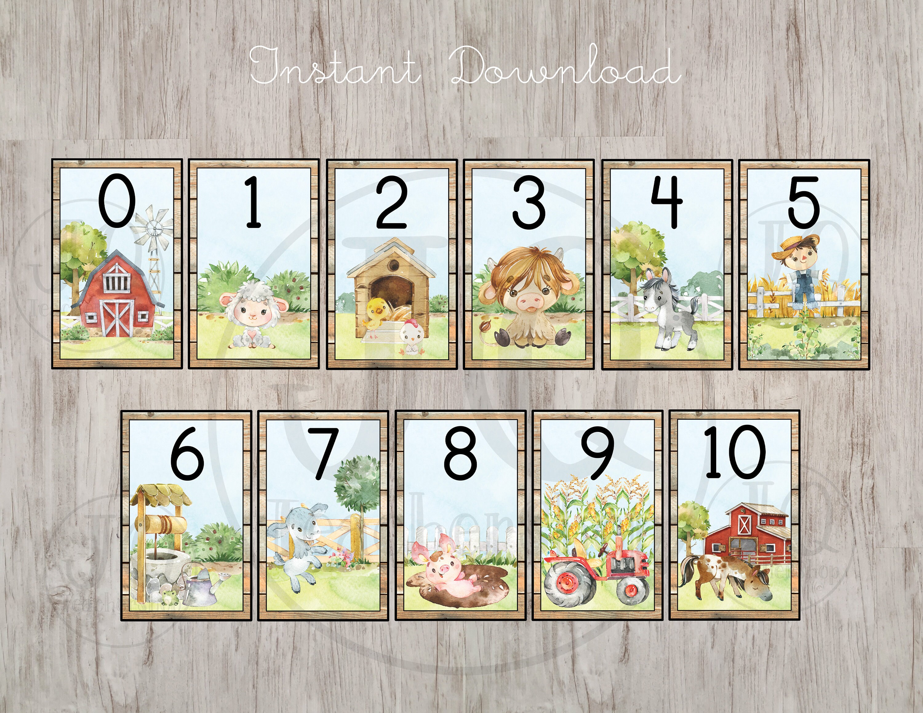 Printable Farm Theme Numbers Nursery Numbers Daycare Decor - Etsy