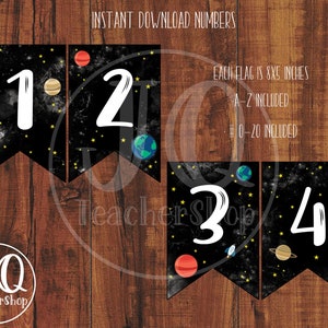 Printable Space Theme Banner, Full Alphabet and Numbers, Classroom ...