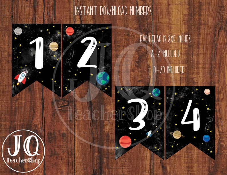 Printable Space Theme Banner Full Alphabet and Numbers - Etsy