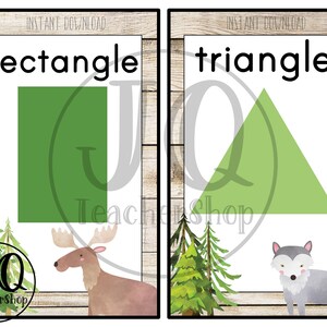 Printable 2d Shape Cards Woodland Theme Classroom Decor - Etsy
