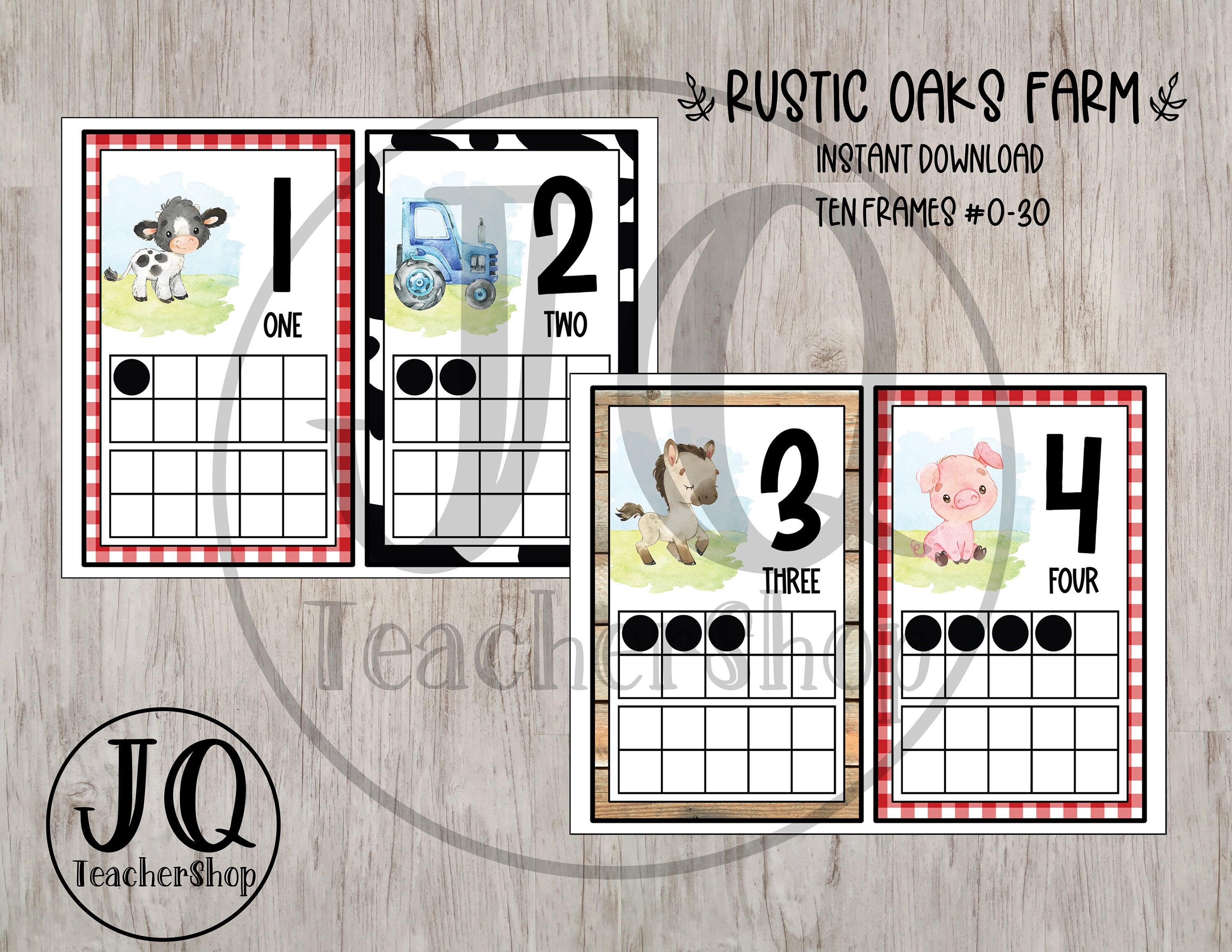 Farm Theme Number Cards: Rustic Oaks Classroom Decor (digital Download ...