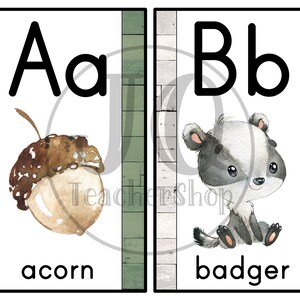 Printable, Woodland Theme Alphabet Wall Posters, Classroom Decor ...