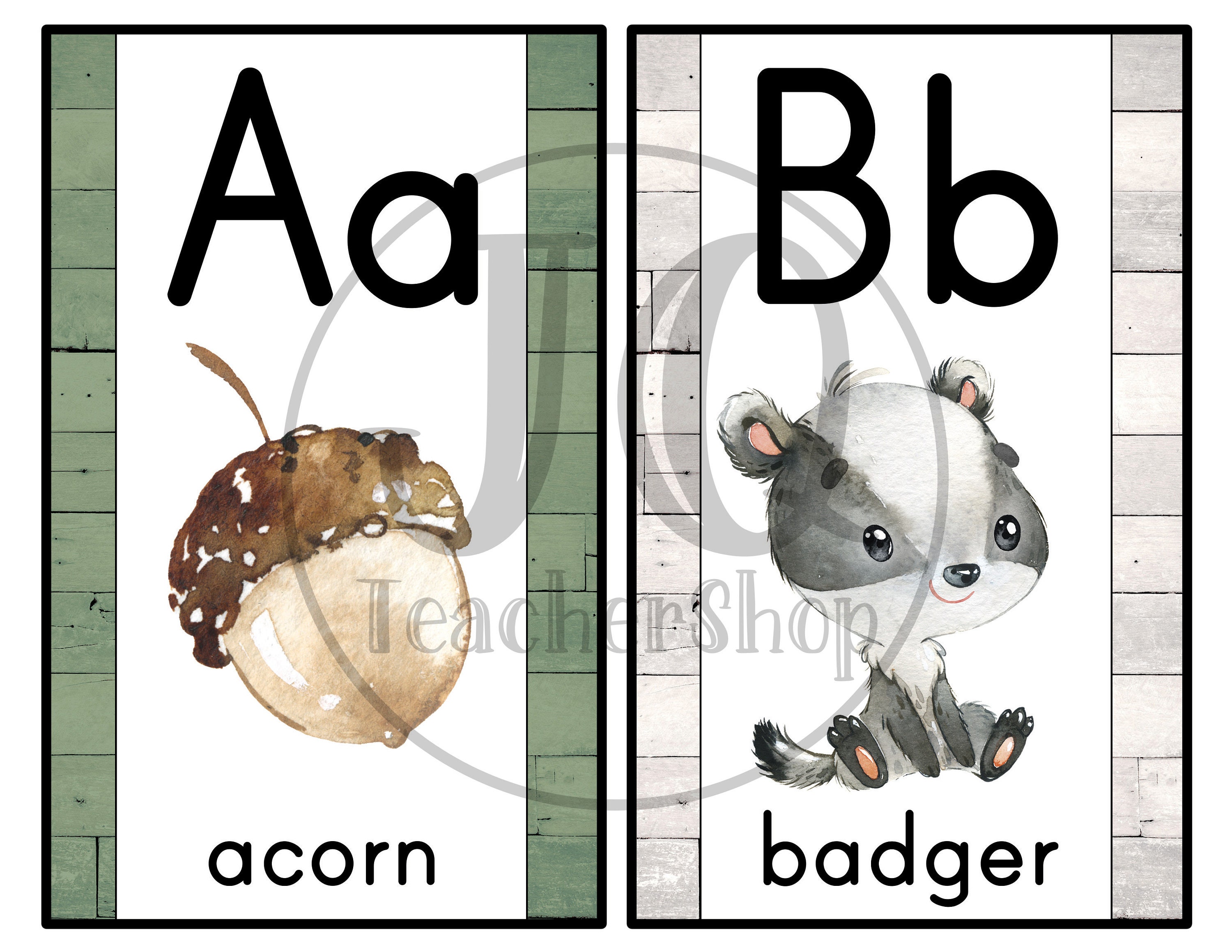 Printable Woodland Theme Alphabet Wall Posters Classroom - Etsy