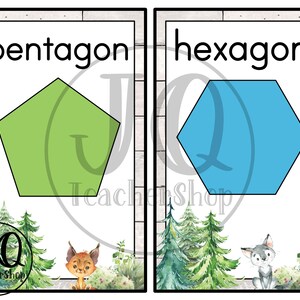 Woodland 2D Shapes Printable: Classroom Decor Flashcards (PDF Download ...