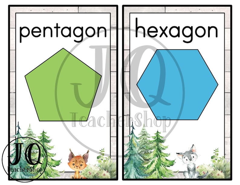Woodland 2D Shapes Printable: Classroom Decor Flashcards (PDF Download ...