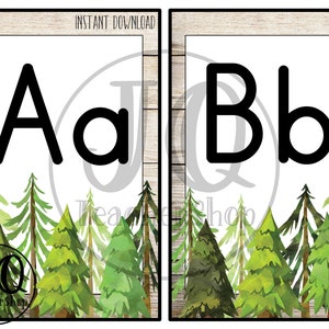 Printable Alphabet Wall Poster, Classroom Decor, Woodland Theme, Forest ...