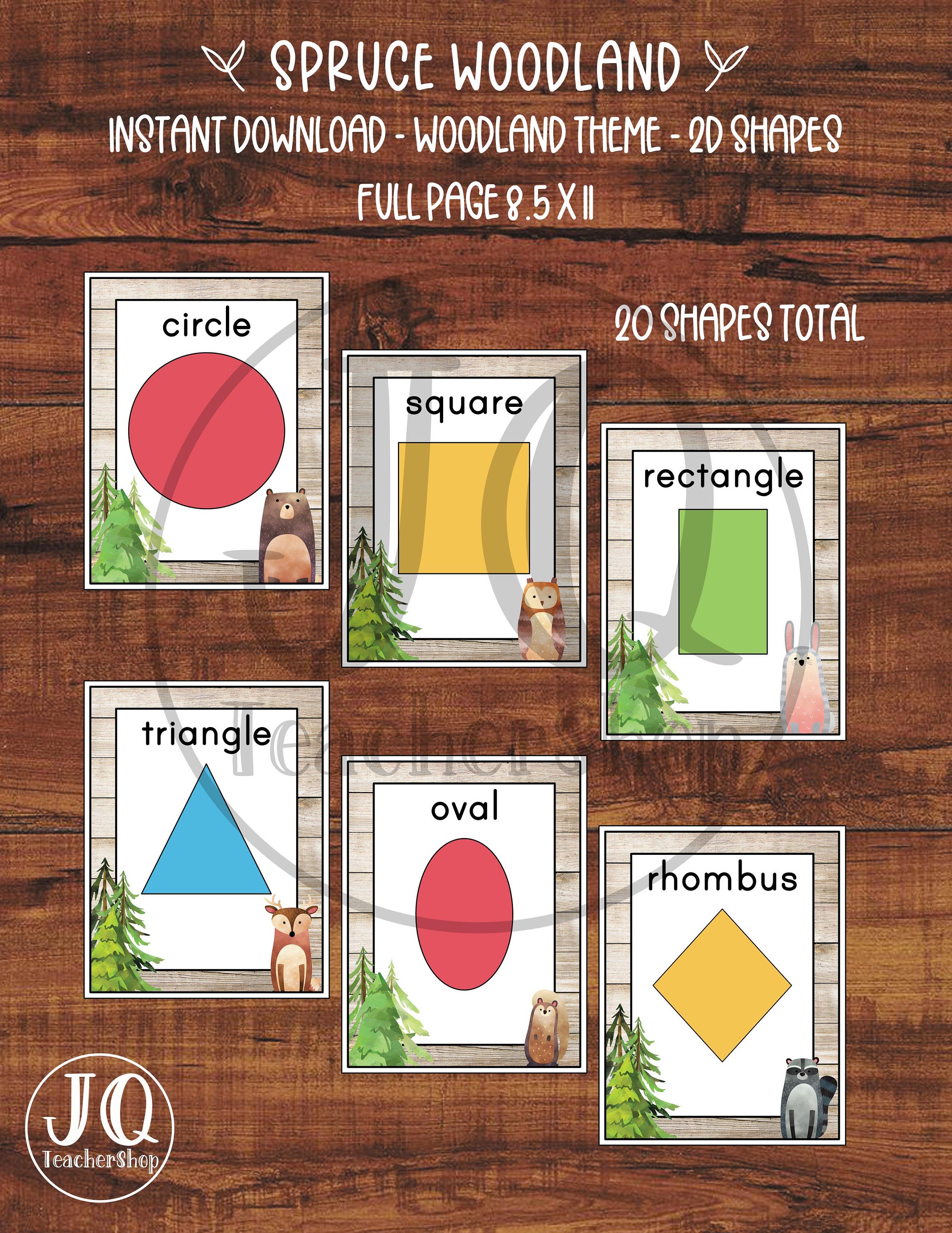 Woodland 2D Shape Posters: Spruce Classroom Decor (digital Download) - Etsy