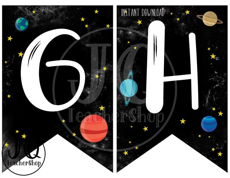 Printable Space Theme Banner Full Alphabet and Numbers - Etsy
