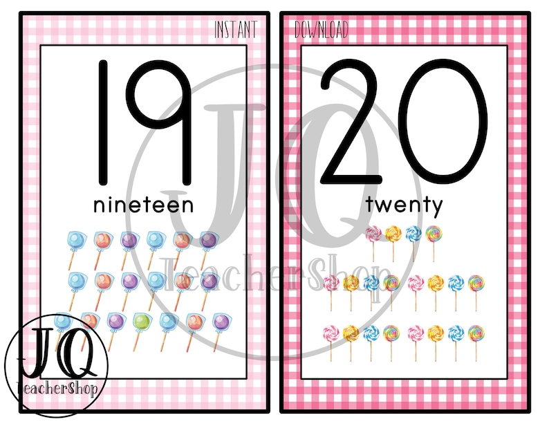 Printable Candy Theme Number Posters Classroom Decor Sweet - Etsy
