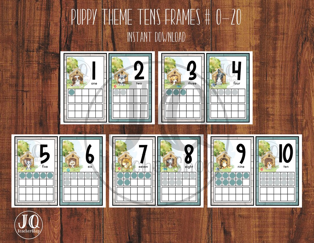 Printable Puppy Theme Tens Frames, Puppy Theme Classroom Decor, Numbers ...