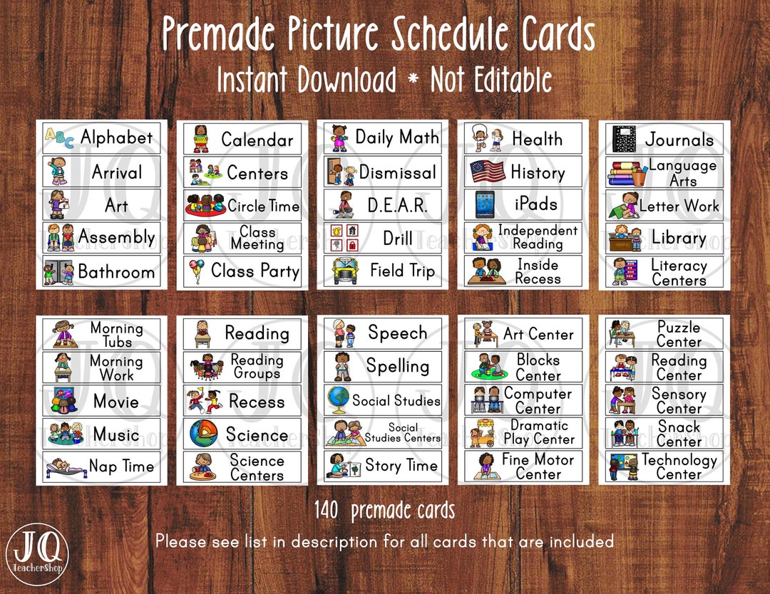 Classroom Picture Schedule Cards: Visual Schedule (digital Download) - Etsy