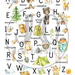 Printable Alphabet Poster Camping Theme Alphabet Homeschool - Etsy