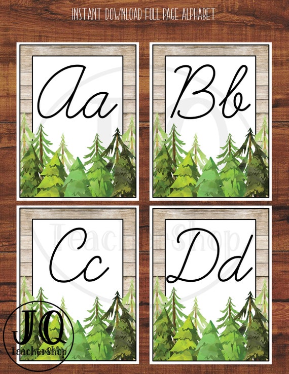 Printable Full Page Alphabet Classroom Decor Woodland Theme - Etsy ...