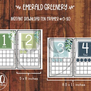 Printable Ten Frames 0-30, Classroom Decor, Greenery Theme Classroom ...