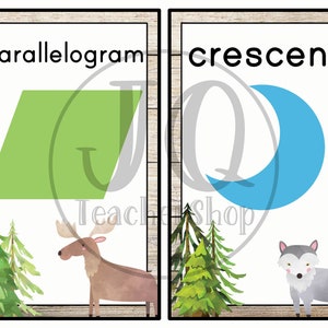 Printable 2d Shape Posters Woodland Theme Classroom Decor - Etsy Canada