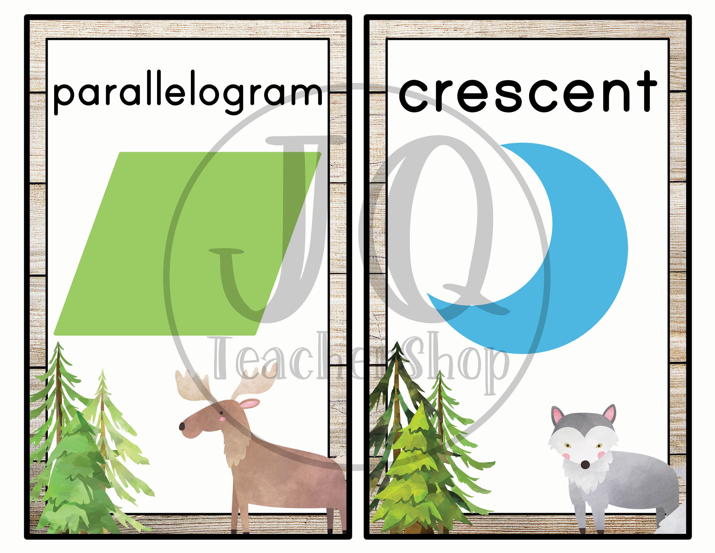 Printable 2d Shape Posters Woodland Theme Classroom Decor - Etsy Canada