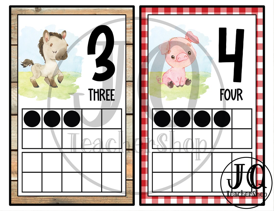 Farm Theme Number Cards: Rustic Oaks Classroom Decor (digital Download ...