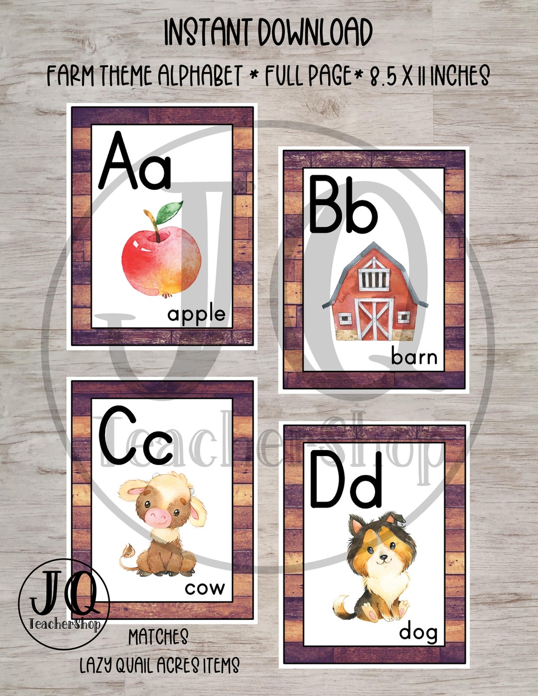 Printable, Farm Theme Alphabet, Classroom Decor, Farm Theme Classroom ...
