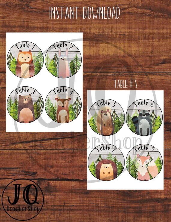 Printable Class Table Signs Animal Table Labels Blank Animal | Etsy