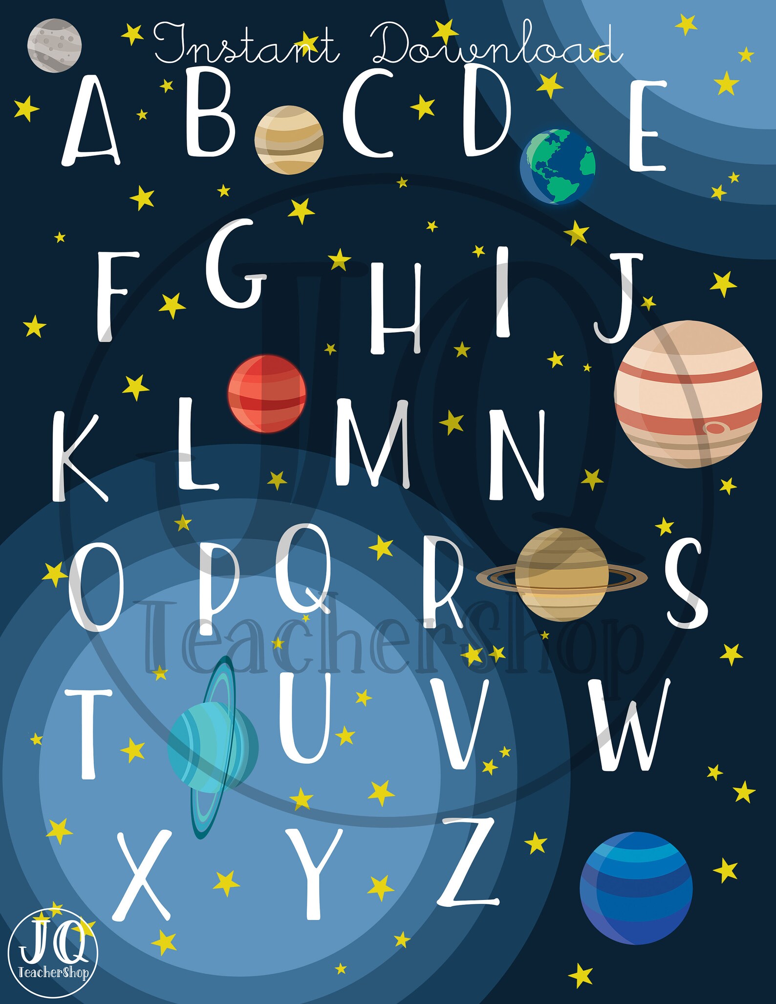 Printable Space Theme Alphabet Poster Space theme Number | Etsy
