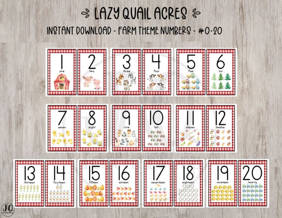 Printable Farm Theme Number Wall Posters Classroom Decor - Etsy