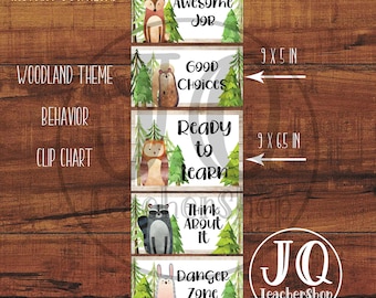 Woodland Theme Behavior Clip Chart, Classroom Decoration (instant ...