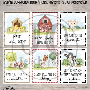 Printable Motivational Farm Theme Classroom Posters, Instant Download ...