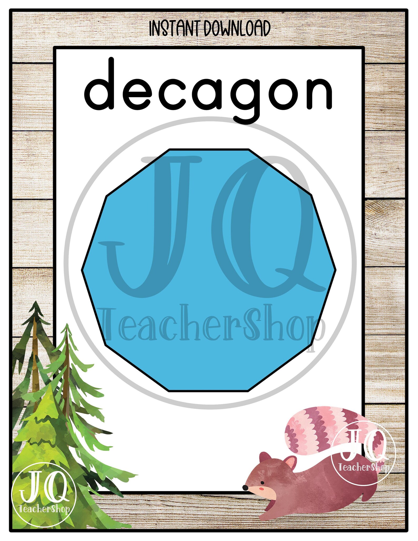 Printable 2d Shape Posters, Woodland Theme Classroom Decor, Full Page ...