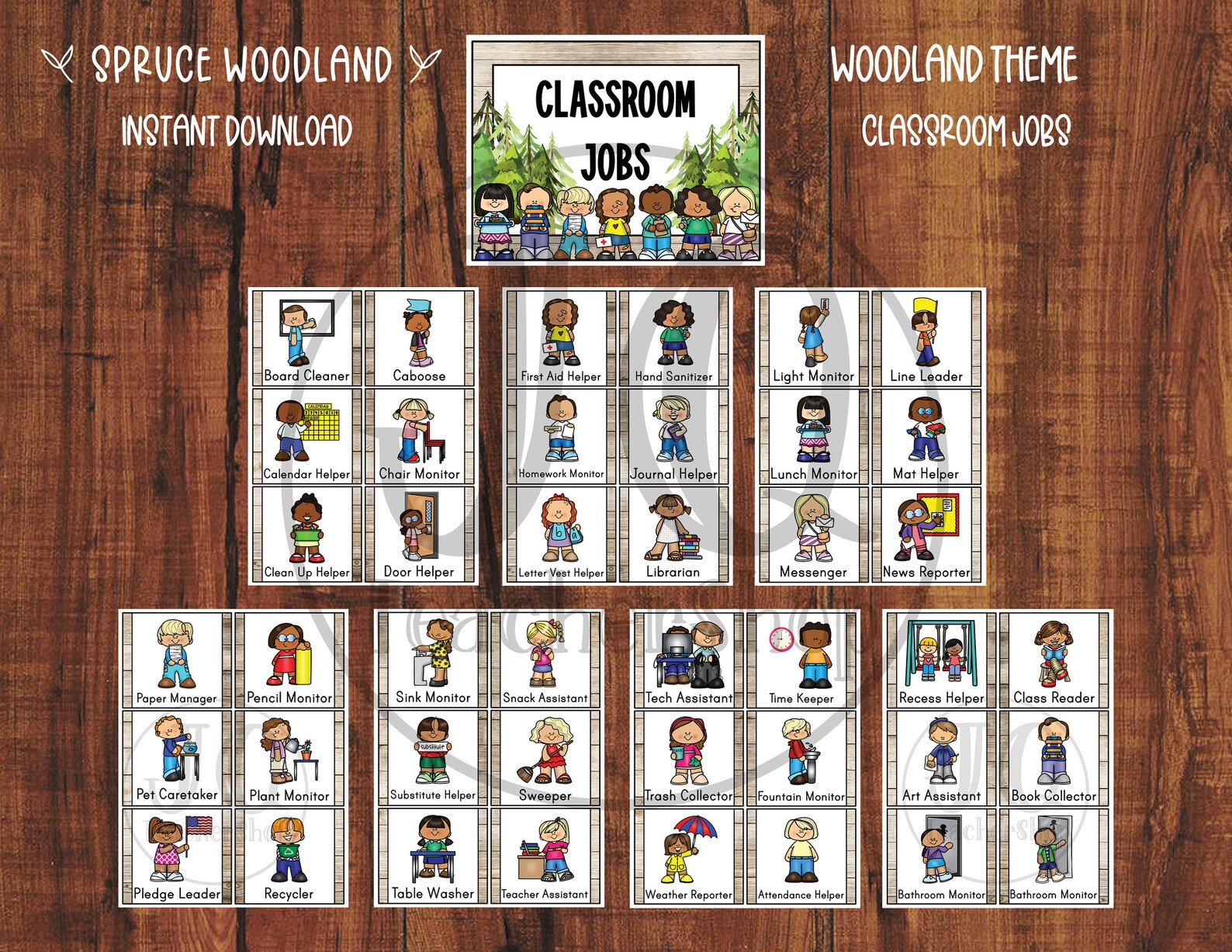 Printable Woodland Theme Classroom Decor, Classroom Jobs, Forest Theme ...