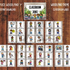 Printable Woodland Theme Classroom Decor, Classroom Jobs, Forest Theme ...
