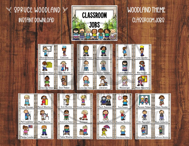 Printable Woodland Theme Classroom Decor, Classroom Jobs, Forest Theme ...