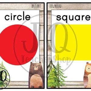 Printable 2d Shape Posters Woodland Theme Classroom Decor | Etsy