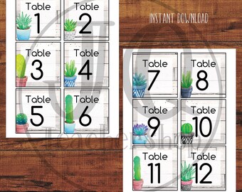 Printable Table Number Signs Square Table Number Signs - Etsy