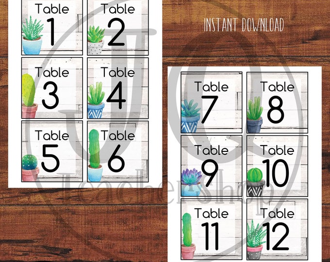 Printable Table Number Signs Square Table Number Signs - Etsy