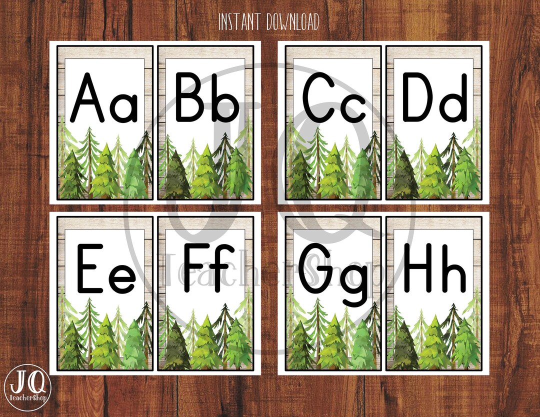 Printable Alphabet Wall Poster, Classroom Decor, Woodland Theme, Forest ...