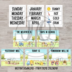 Printable Classroom Calendar, Farm Theme Classroom, Classroom Decor ...