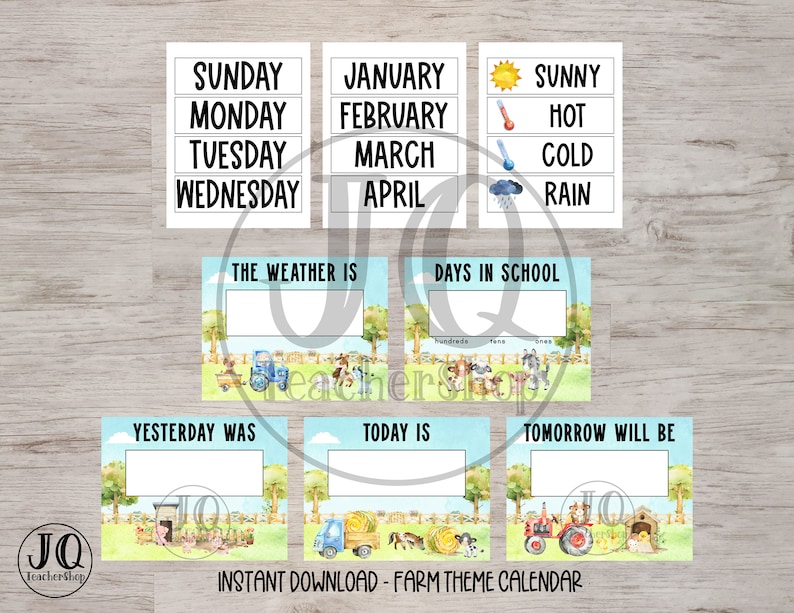 Printable Classroom Calendar, Farm Theme Classroom, Classroom Decor ...