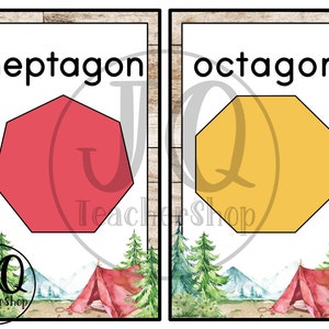 Printable 2d Shapes, Camp Theme Classroom Decor, Camp Theme Shapes ...