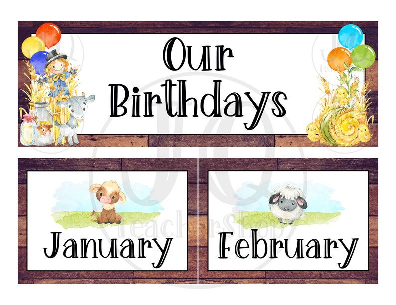 Printable Farm Theme Class Birthday Display Farmhouse Theme - Etsy