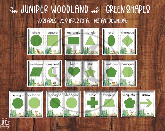 Printable 2d Shape Cards, Woodland Theme Classroom Decor, Homeschool ...