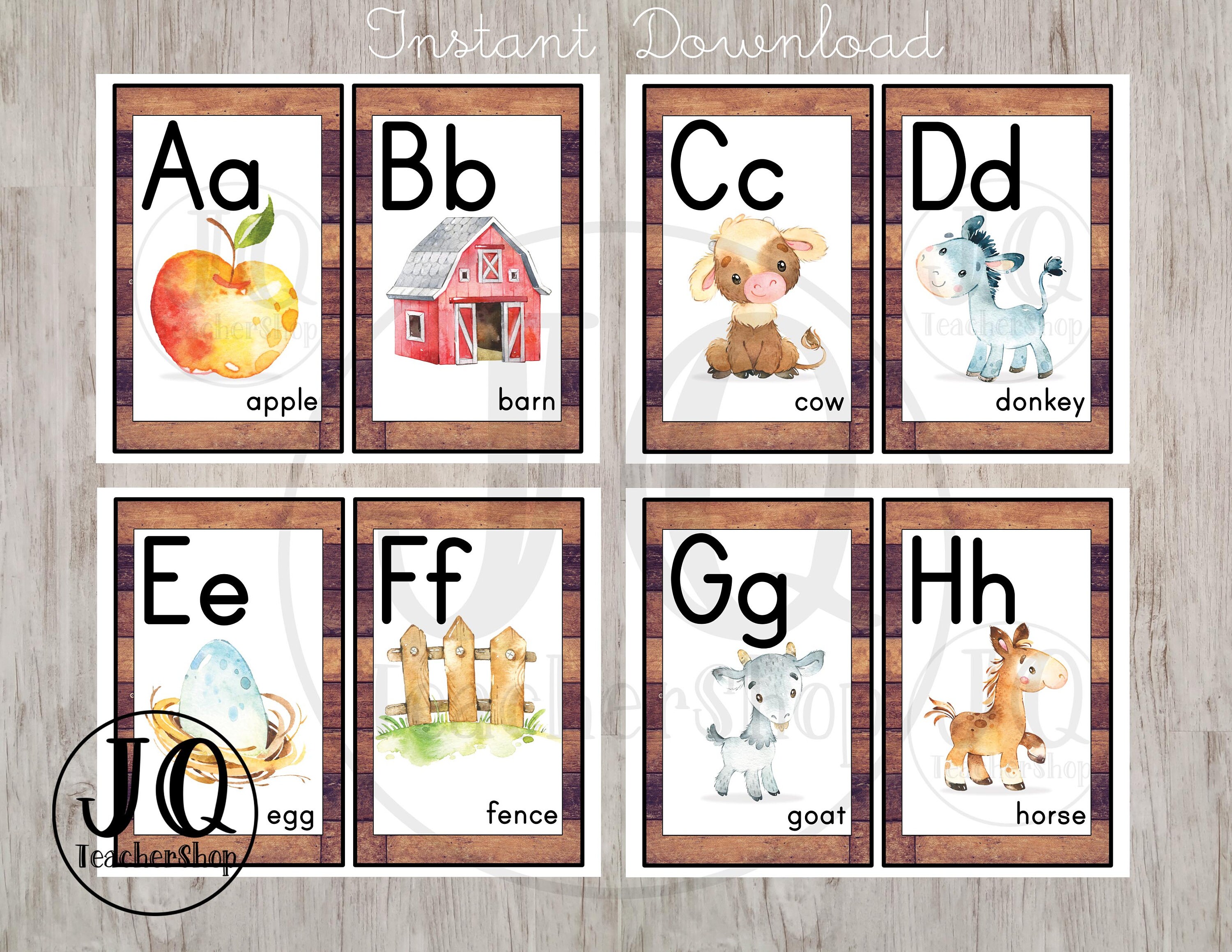 Printable Farm Theme Alphabet Wall Posters Classroom Decor - Etsy UK