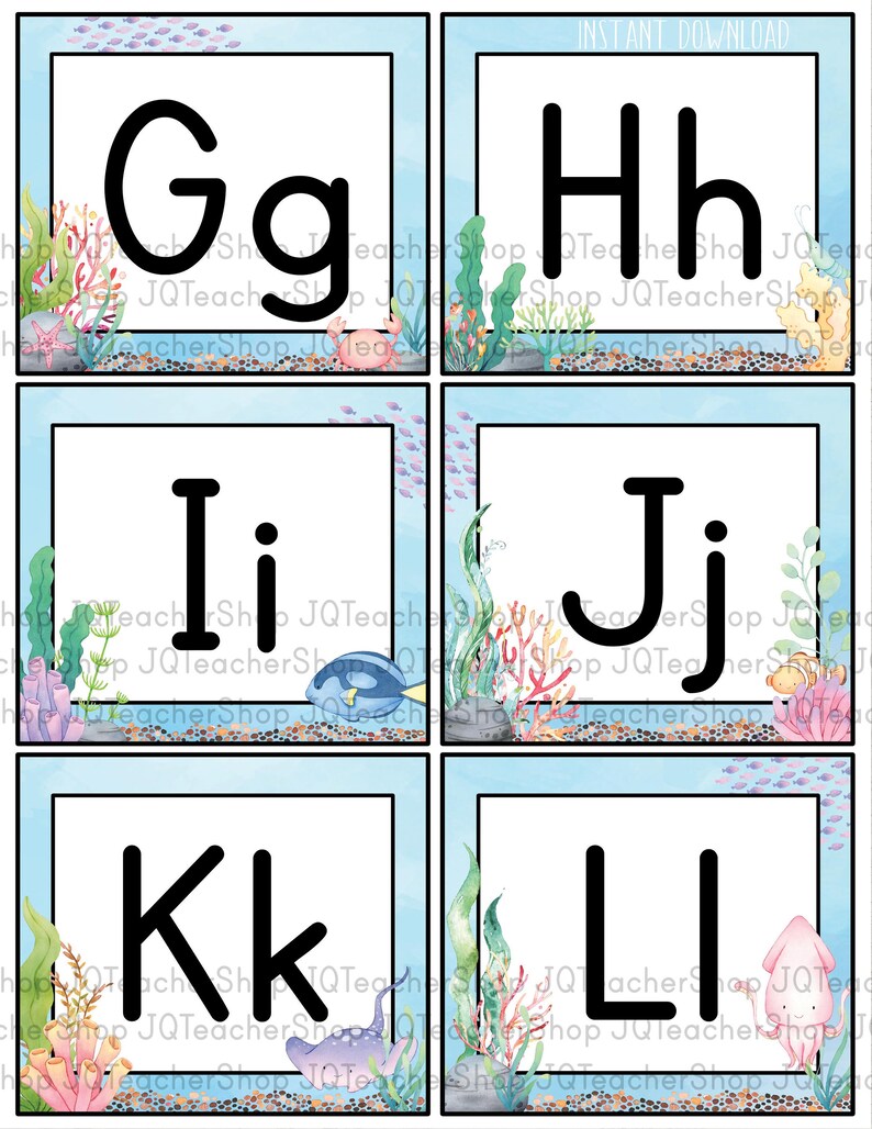 Instant Download, Alphabet Word Wall, Classroom Decor, Ocean Theme ...