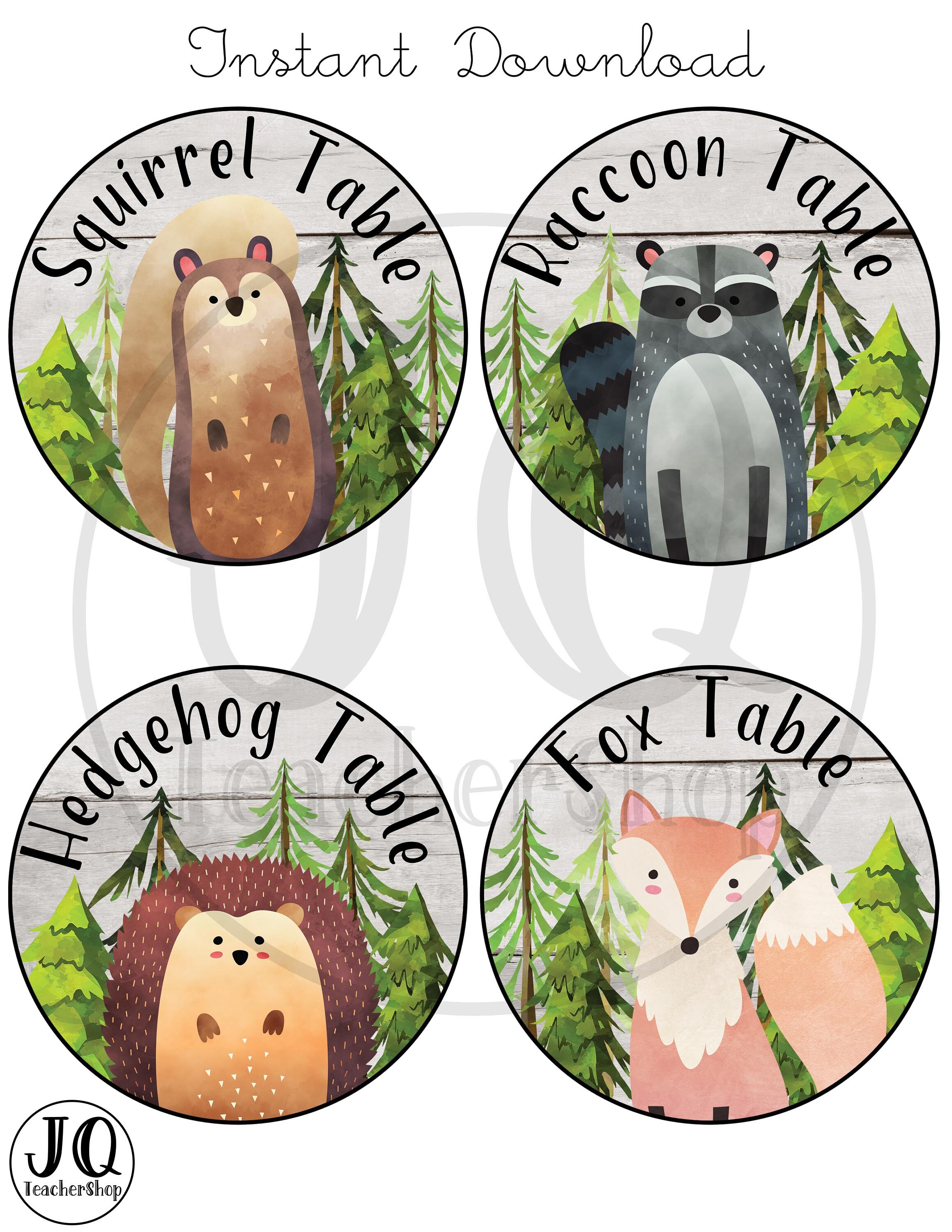 Printable Class Table Signs Animal Table Labels Blank Animal | Etsy